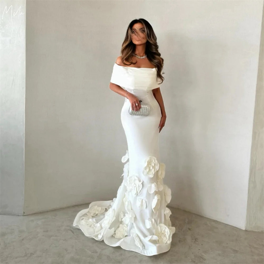 Mila Off the Shoulder Mermaid Sexy Customized Prom Dresses 3D Flower P ...